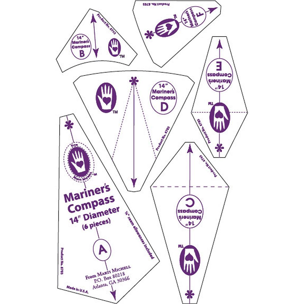 Mariner's Compass 6 pcs Template Set (14" circle) by Marti Michelle ...